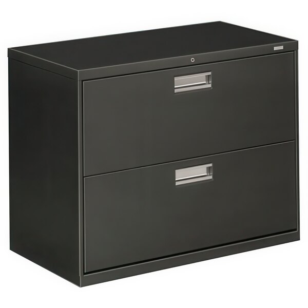 HON 682LS 600 Series Charcoal Two-Drawer Lateral Filing Cabinet - 36" x ...