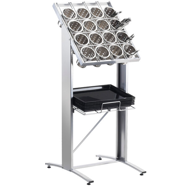 Cal-Mil 2002-74 Silver Floor Flatware and Tray Flatware / Condiment Display