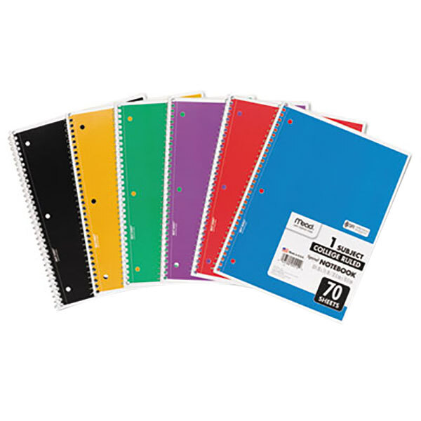 Mead 05512 10 1/2" x 7 1/2" Assorted Color College Rule 1 Subject ...