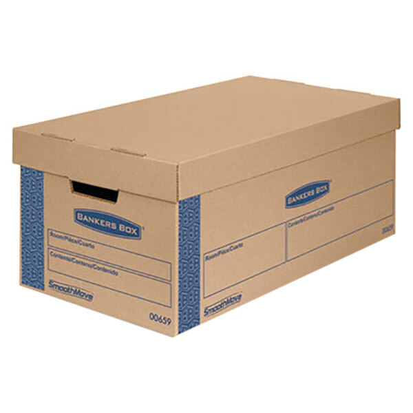 Banker's Box 006590 SmoothMove Prime 24" x 12" x 10" Kraft / Blue Small ...