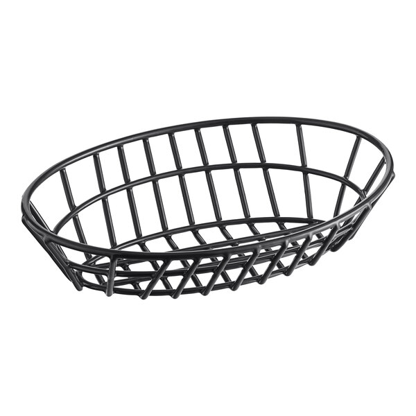 Clipper Mill by GET 4-34412 9 1/4" x 6 1/4" Black Poly Coated Iron Oval ...