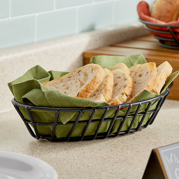 Clipper Mill by GET 4-34412 9 1/4" x 6 1/4" Black Poly Coated Iron Oval ...