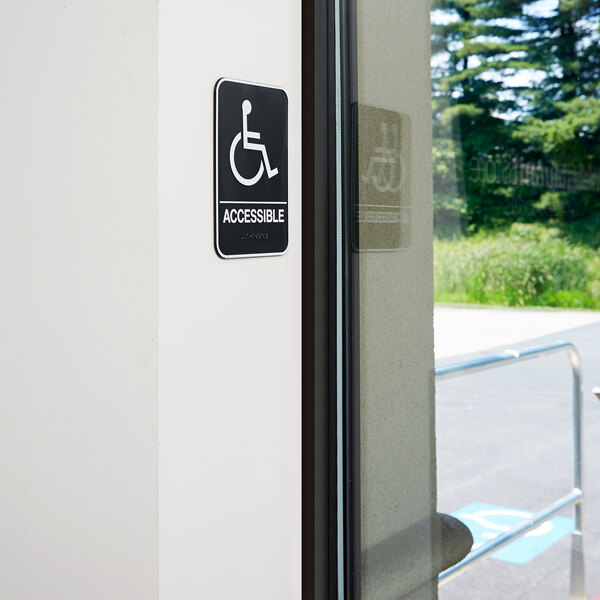 Vollrath 5632 Traex® Handicap Accessible Sign with Braille - Black and ...