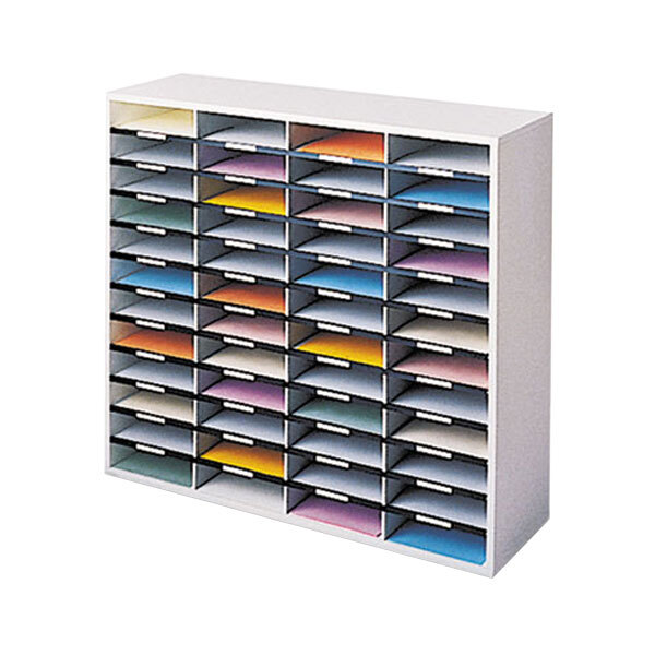 Fellowes 25081 Dove Gray 48-Section Particle Board Literature Organizer ...