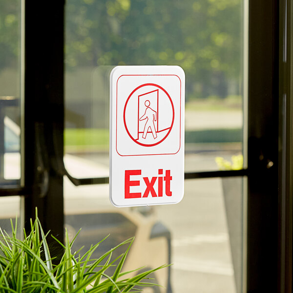 Vollrath 5609 Traex® Exit Sign - White and Red, 6" x 9"