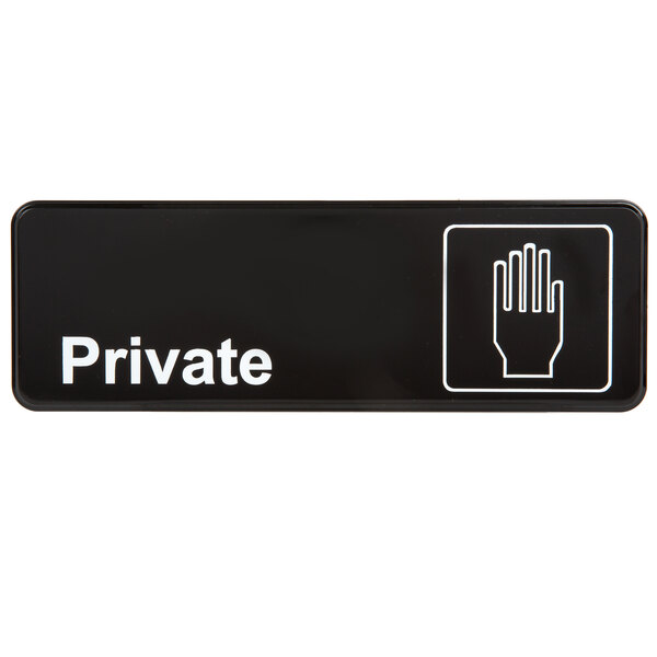 Vollrath 4505 Traex® Private Sign - Black and White, 9" x 3"