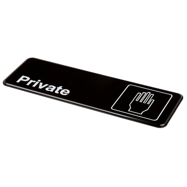 Vollrath 4505 Traex® Private Sign - Black and White, 9" x 3"