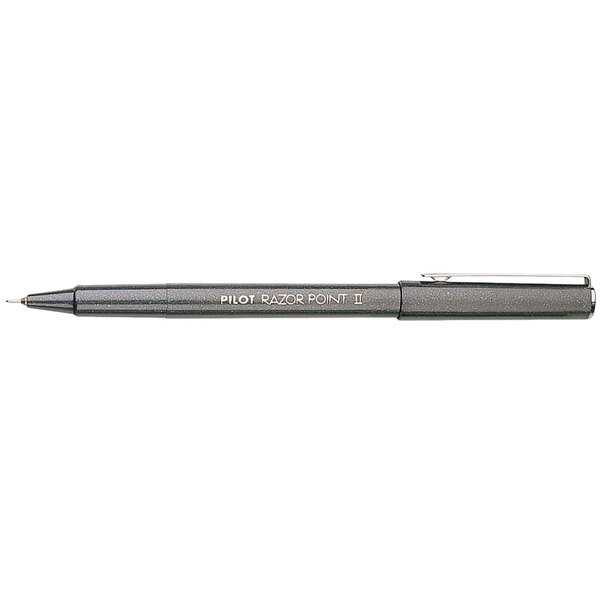Pilot 11009 Razor Point II Black Super-Fine Point 0.2mm Marker Pen - 12/Box