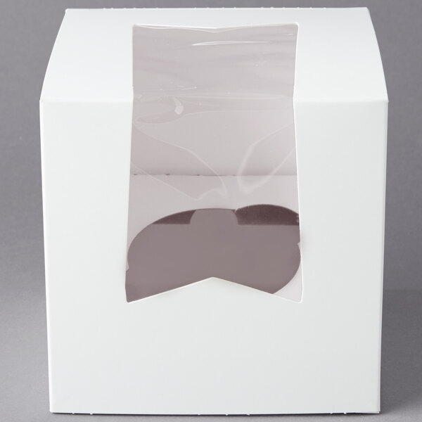 4 1/2" x 4 1/2" x 4 1/2" White Standard Window Cupcake / Muffin Box ...