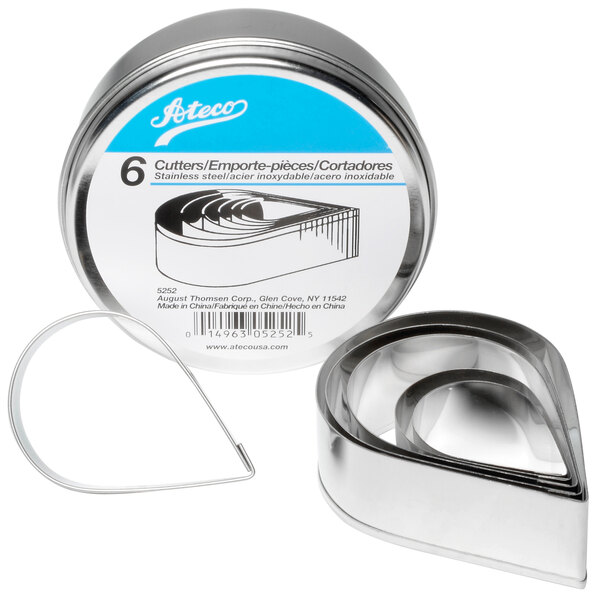 Ateco 5252 6-Piece Stainless Steel Tear Drop Cutter Set