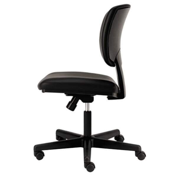 HON Volt Black Leather Task Chair with Center-Tilt