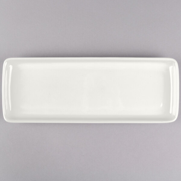 Tuxton BEZ-1341 13 1/2" x 5" Eggshell China Tray - 12/Case