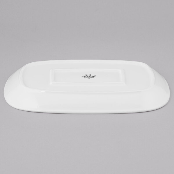 Tuxton BPH-127S 12 3/4" x 8 1/8" Porcelain White Rectangular China Platter - 12/Case
