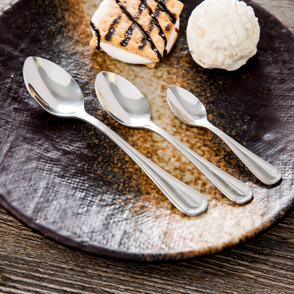 Acopa Edgewood 7" 18/0 Stainless Steel Heavy Weight Dessert Spoon - 12/Case