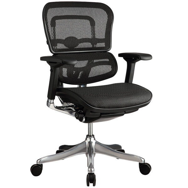 Eurotech Seating ME5ERGLTLOW-N15 Ergoelite Black Mesh Mid Back Synchro ...