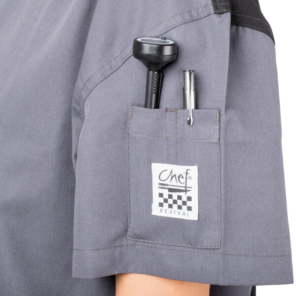 Chef Revival Silver J205 Unisex Gray Performance Short Sleeve Chef ...