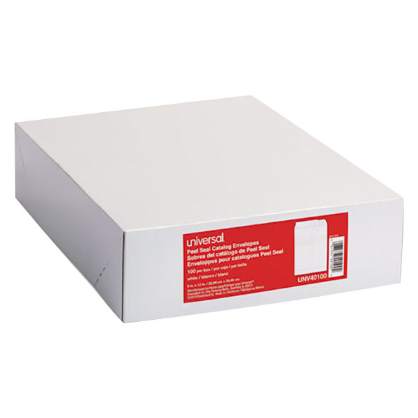 Universal UNV40100 #90 9" x 12" White Peel Seal Catalog Envelope - 100/Box