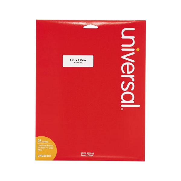Universal UNV80101 1" x 2 5/8" White Permanent Labels - 750/Pack