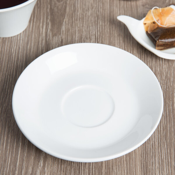 Libbey BW-1162 Basics 5 3/4" Bright White Porcelain Saucer - 36/Case