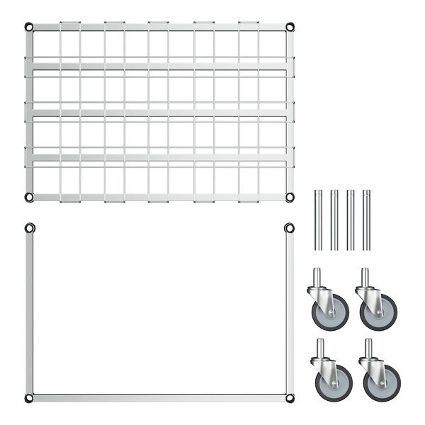 Regency 24" x 36" Heavy-Duty Mobile Chrome Dunnage Rack with Mat
