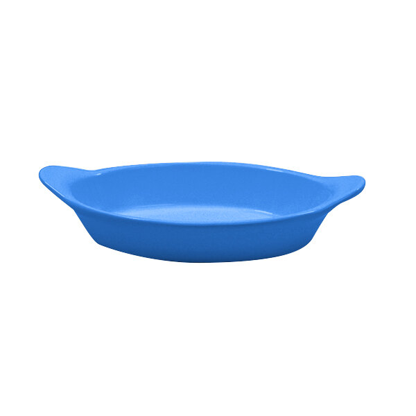 Tablecraft CW1730CBL 24 oz. Cobalt Blue Cast Aluminum Oval Server with ...