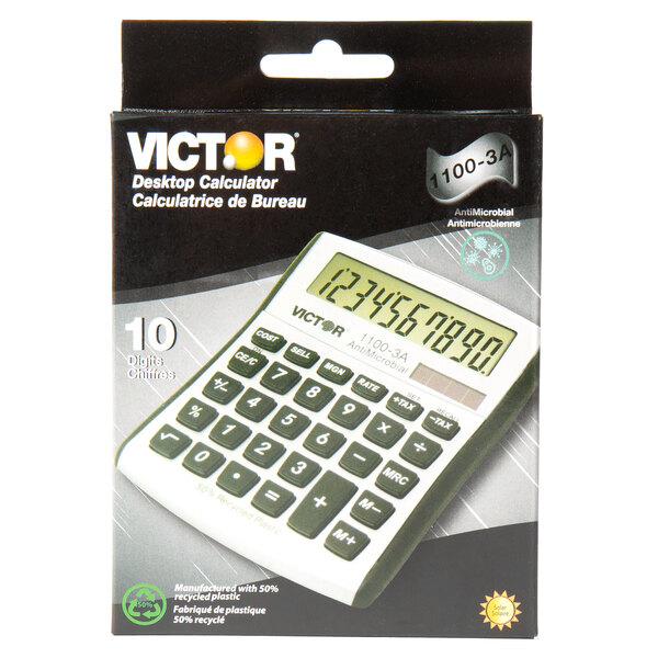 Victor 1100-3A 10-Digit LCD Solar Battery Powered Compact Desktop ...