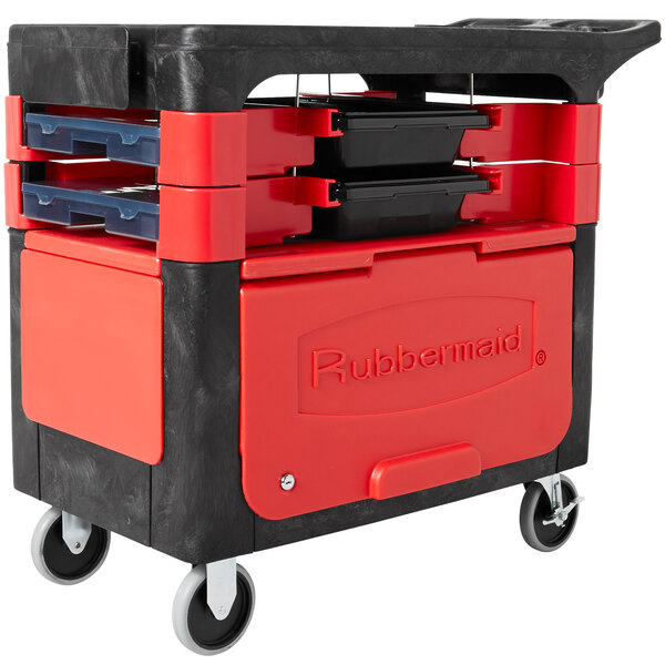 Rubbermaid FG618088BLA TradeMaster 38" x 19 3/16" Black Trades Cart ...