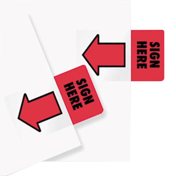Redi-Tag 76809 Red "Sign Here" Removable Page Flag - 50/Pack