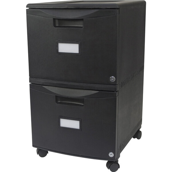 Storex 61309B01C Black Plastic Two-Drawer Mobile Filing Cabinet - 14 3/ ...