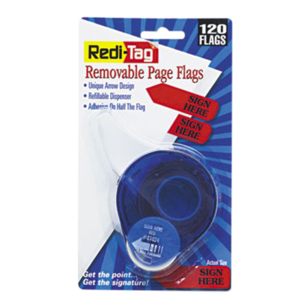Redi-Tag 81024 Red 1 3/4" x 9/16" "Sign Here" Arrow Page Flag with ...