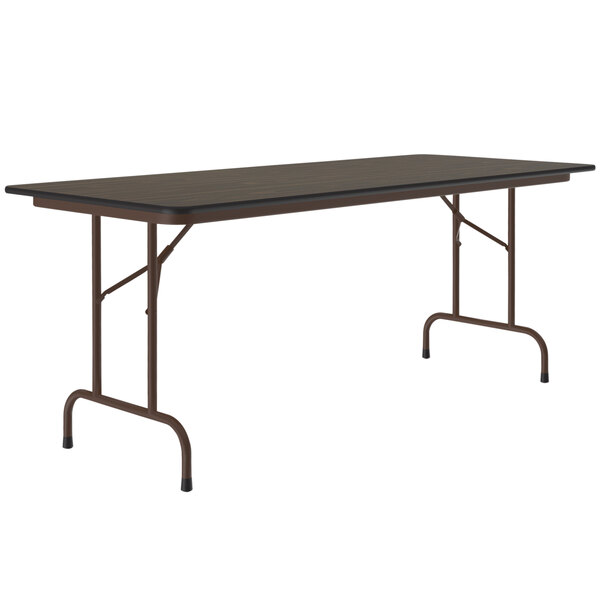 Correll Folding Table, 30" x 60" Melamine Top, Walnut