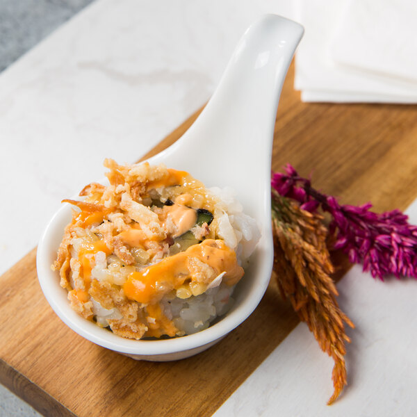 Acopa 1 oz. Bright White Porcelain Asian Appetizer / Tasting Spoon - 12 ...