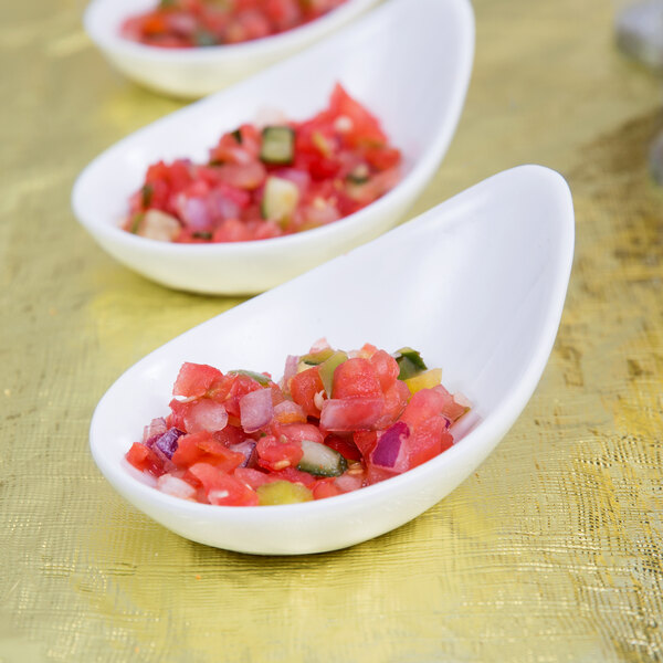 Acopa 2 oz. Bright White Porcelain Slanted Appetizer / Tasting Spoon ...