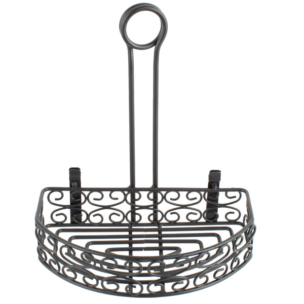 Choice Black Half Round Mediterranean Wrought Iron Condiment Caddy with ...
