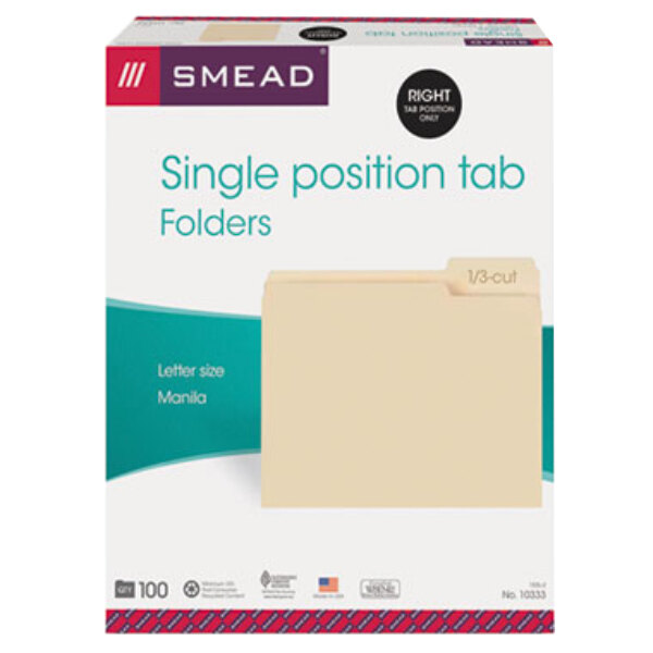 Smead 10333 Letter Size File Folder - Standard Height with 1/3 Cut ...