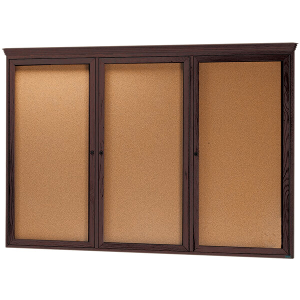 Aarco WBC4872RC 48" x 72" Enclosed Hinged Locking 3 Door Bulletin Board ...