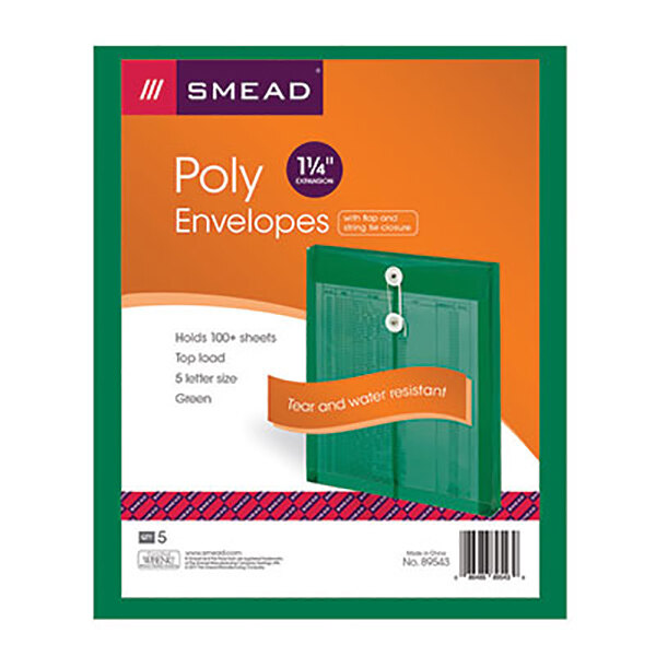 Smead 89543 Letter Size Top Load Poly Envelope - 1 1/4" Expansion with ...