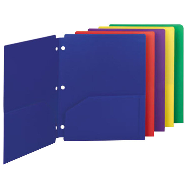 Smead 87939 Letter Size 2-Pocket Poly Pocket Folder - 3-Hole Punched ...