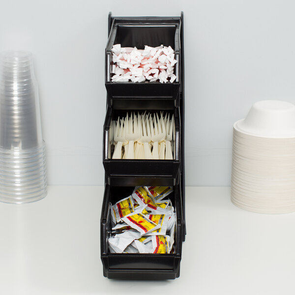 Vollrath 4830-06 Traex® Black Self-Serve 3-Tier Condiment Holder Stand ...