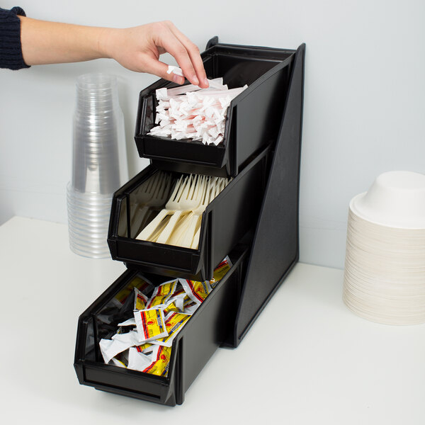 Vollrath 4830-06 Traex® Black Self-Serve 3-Tier Condiment Holder Stand ...