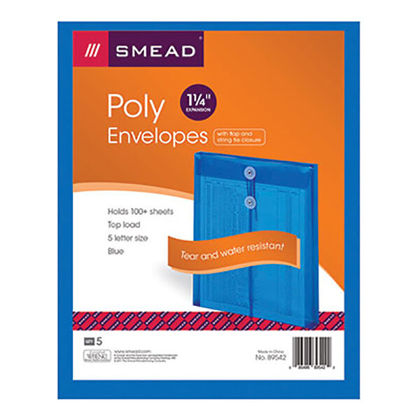 Smead 89542 Letter Size Top Load Poly Envelope - 1 1/4" Expansion with ...
