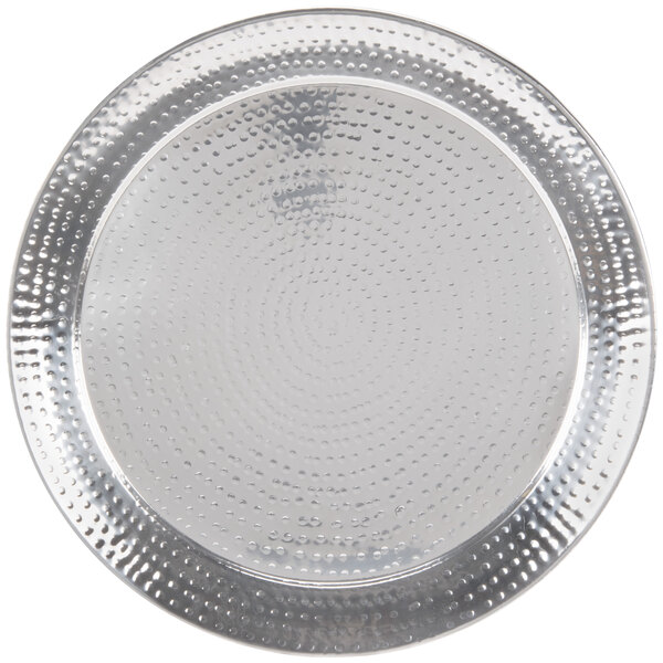 American Metalcraft HMRST2001 20" Round Hammered Stainless Steel Tray