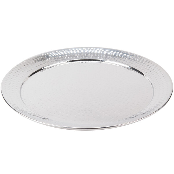 American Metalcraft HMRST2001 20" Round Hammered Stainless Steel Tray