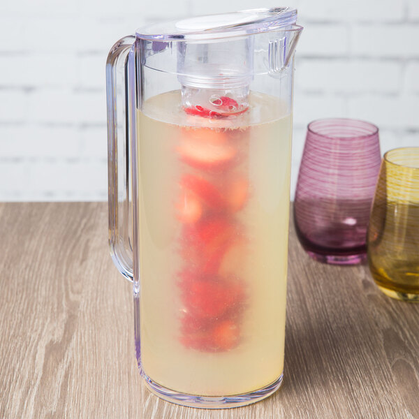Tablecraft PP322FIN 2 Qt. Plastic Pitcher with Infusion Chamber