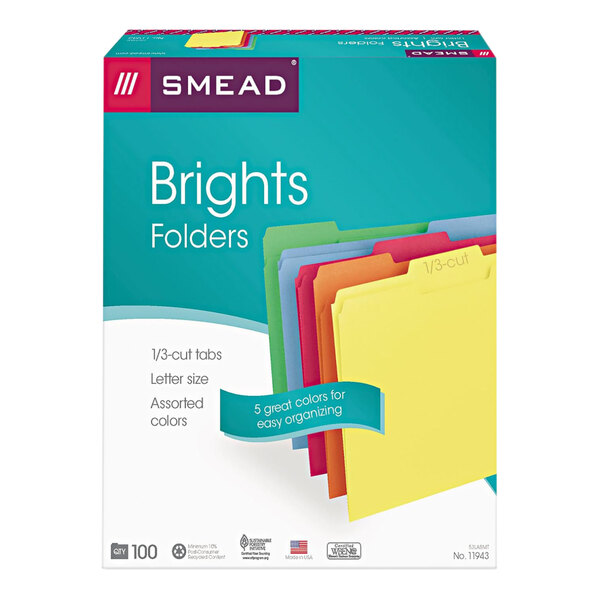 Smead 11943 Letter Size File Folder - Standard Height with 1/3 Cut ...