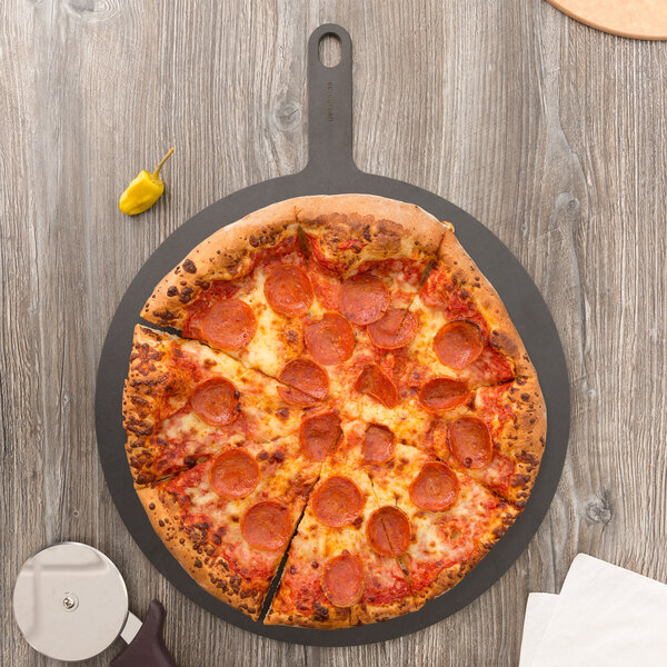 Epicurean 16" Slate Richlite Wood Fiber Round Pizza Board with 5 ...