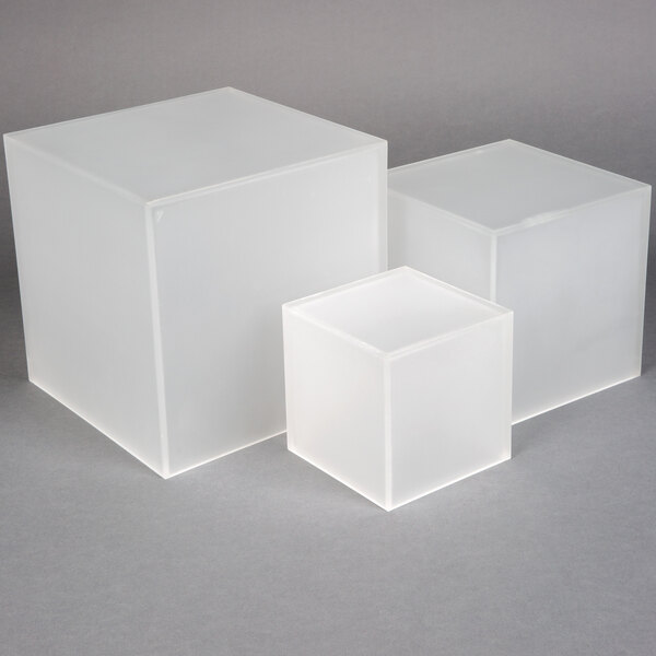 American Metalcraft AC579 Set of Three Frosted Acrylic Cube Risers