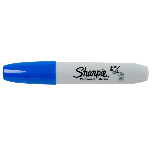 Sharpie 38203 Blue Chisel Tip Permanent Marker - 12/Pack