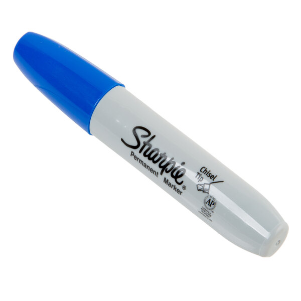 Sharpie 38203 Blue Chisel Tip Permanent Marker - 12/Pack