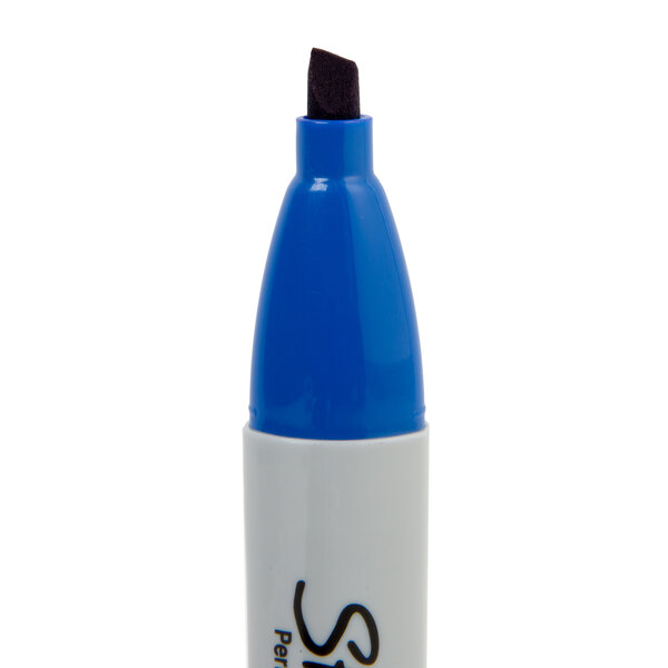 Sharpie 38203 Blue Chisel Tip Permanent Marker - 12/Pack